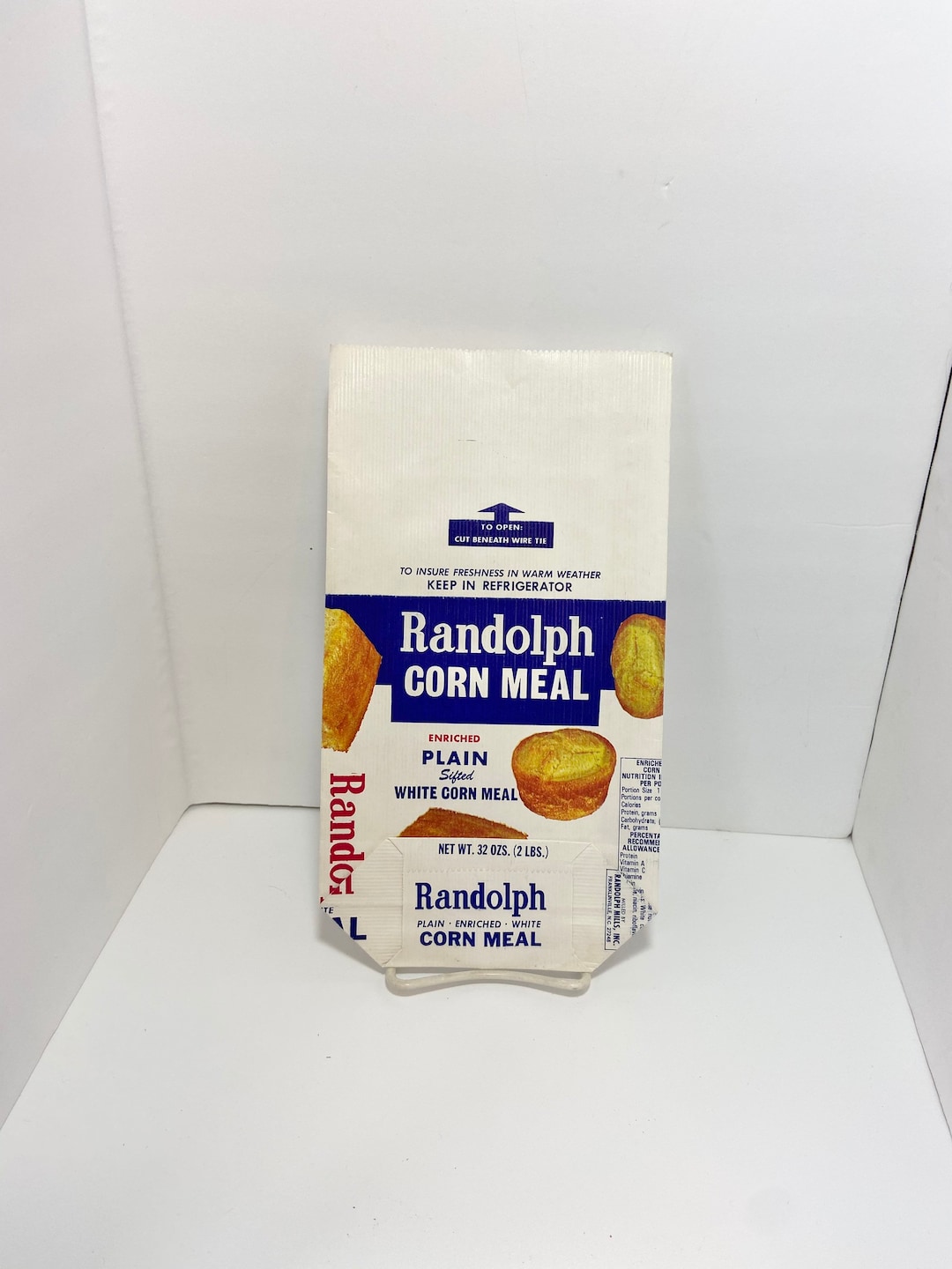 Vintage Cornmeal Sack,nos,2lb Paper Corn Meal,vintage Advertising Bag ...