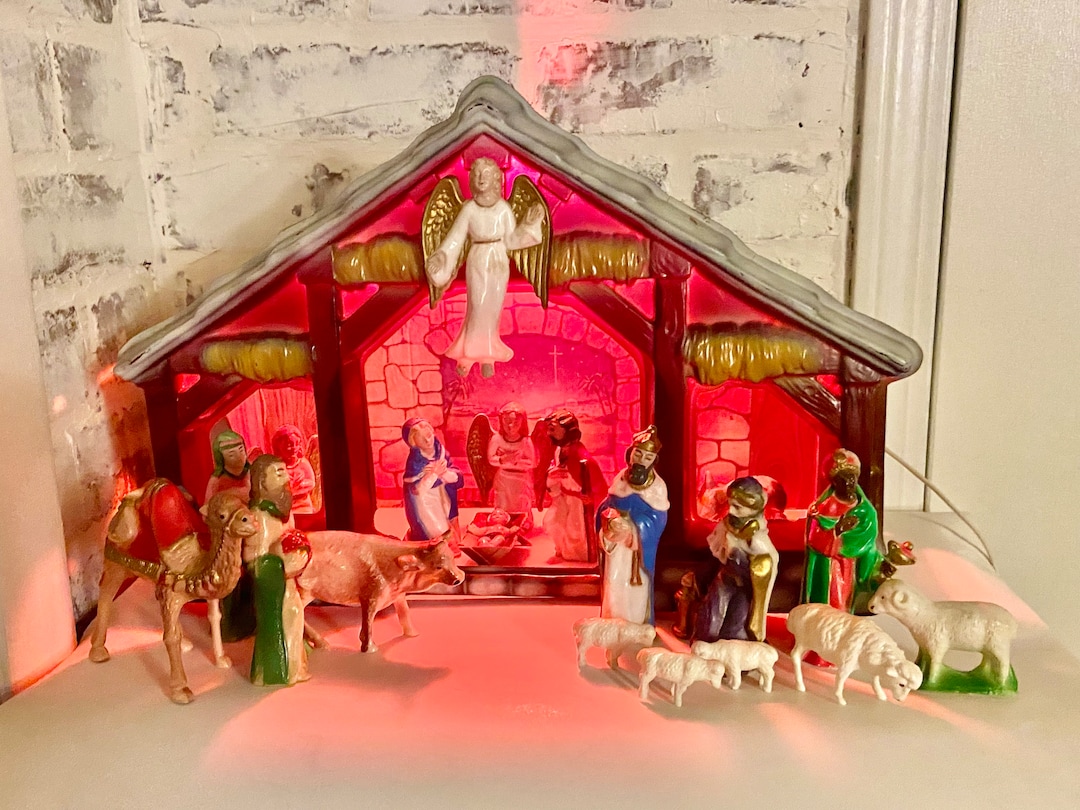 Nativity, Light up Nativity,collapsible Stable,complete 22 Piece ...