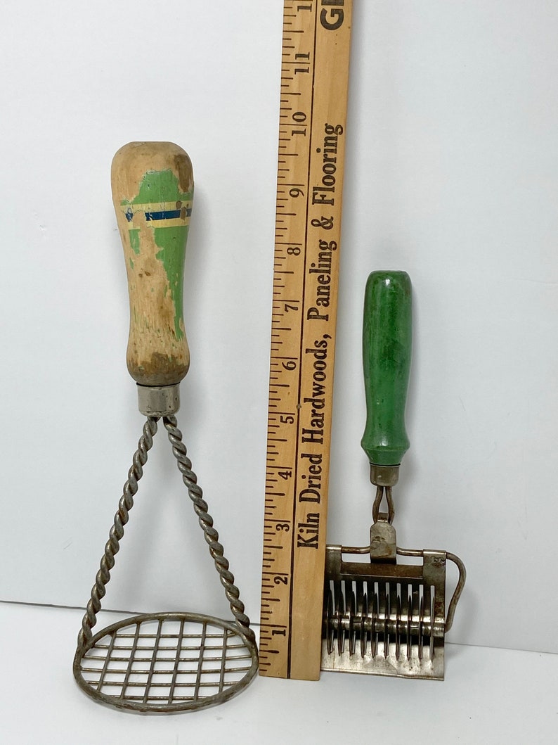 Vintage kitchen utensils green wood handles. Vegetable Masher | Etsy Vintage kitchen utensils green wood handles. Vegetable Masher | Etsy