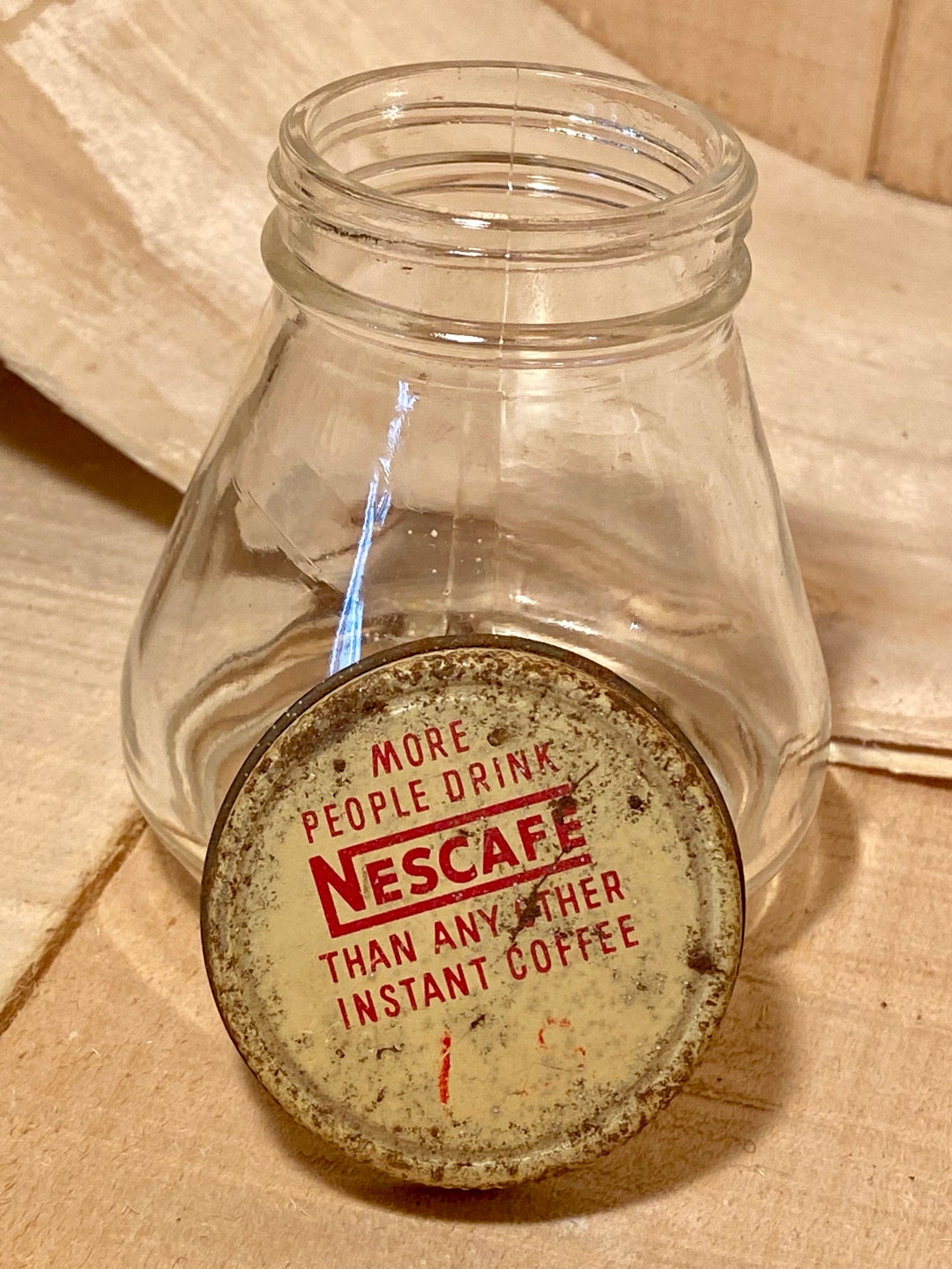 Vintage Nescafe,nescafé Instant Coffee Jar,small Glass Coffee Jar,screw ...