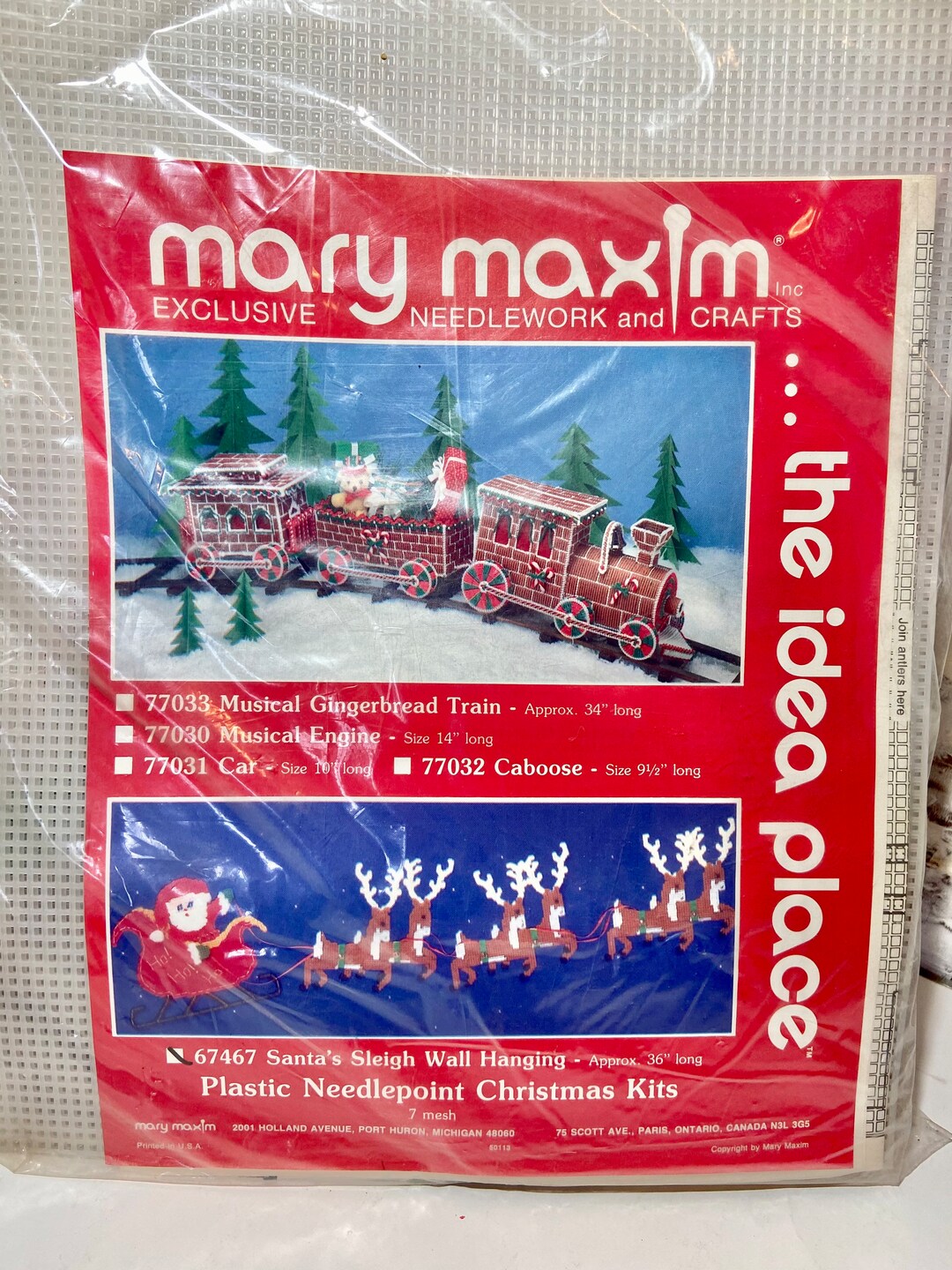 Mary Maxim,plastic Canvas Kit,new in Original Pkg,santa Sleigh Kit ...