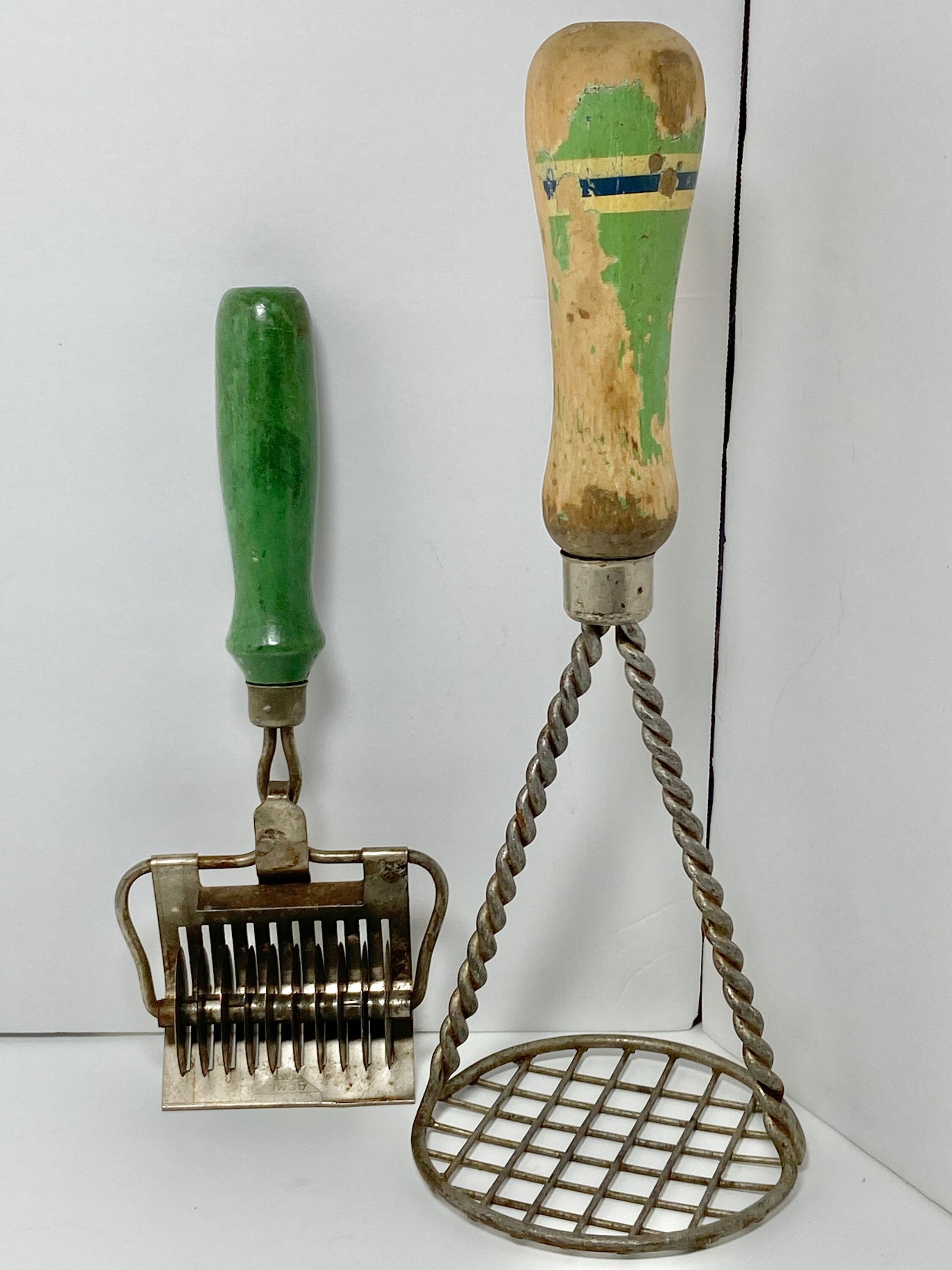 Vintage Kitchen Utensils Green Wood Handles. Vegetable Masher - Etsy Vintage Kitchen Utensils Green Wood Handles. Vegetable Masher - Etsy