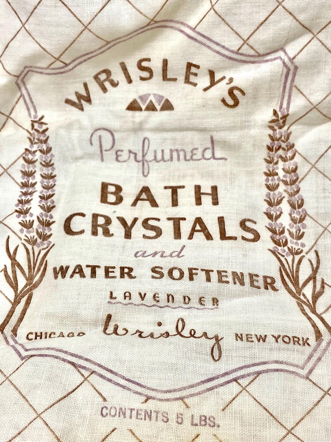 Vintage Wrisley's Lavender Bath Crystals Canvas Bag - 1950s Advertising ...