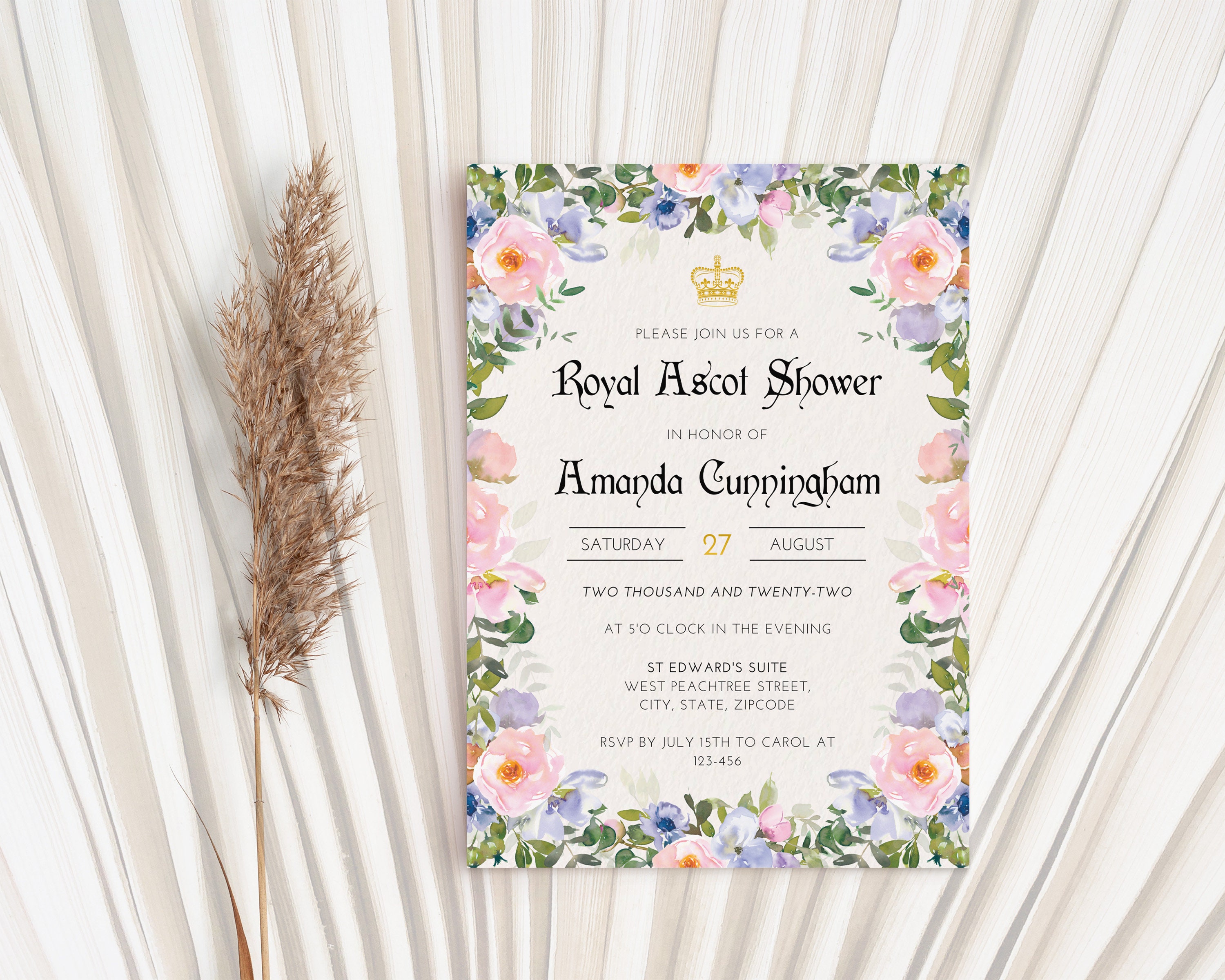 Royal Ascot Bridal Shower Invitation Template Editable File Bride to Be ...