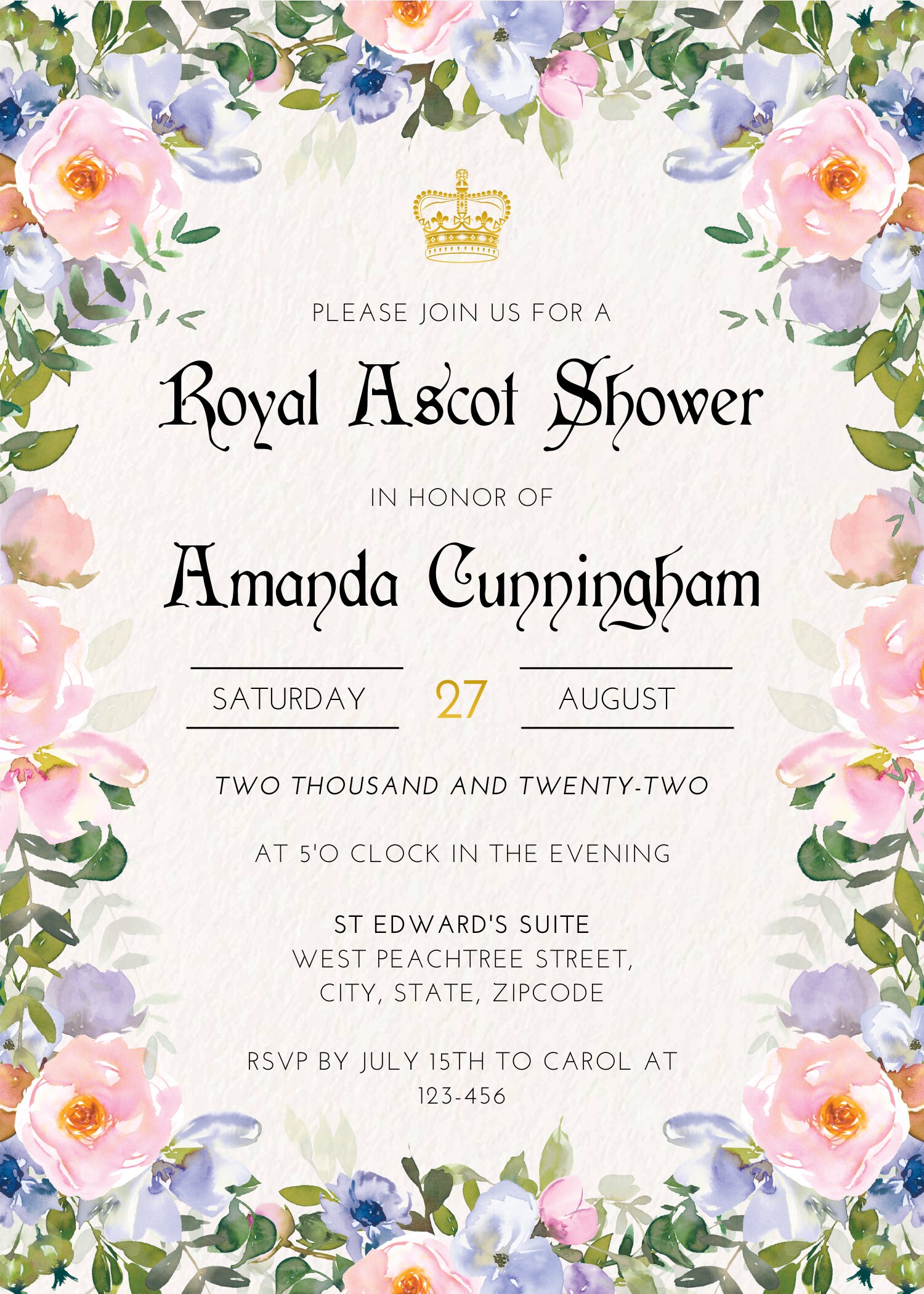 Royal Ascot Bridal Shower Invitation Template Editable File Bride to Be ...