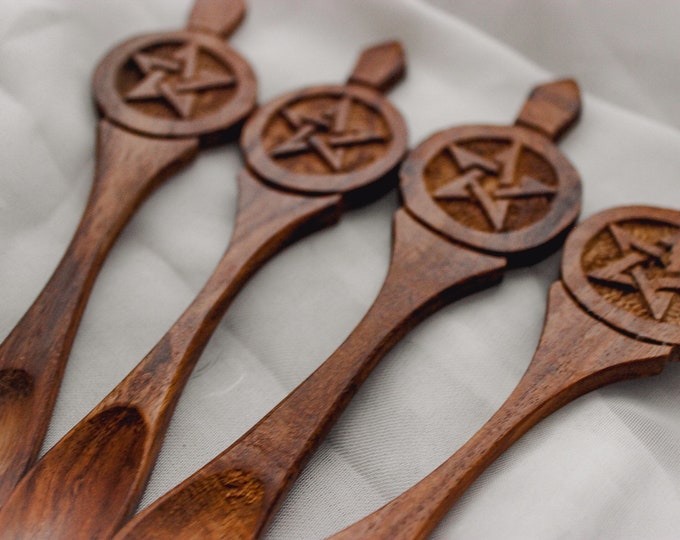 Wood Pentacle Spoon Altar Spoon, Wiccan, Witchcraft, Herbalism ...