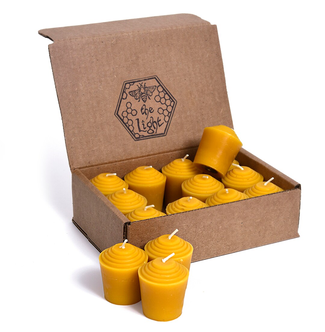 Beeswax Votive Candles - 100% Pure Beeswax (15 Hours Burn Time Each ...
