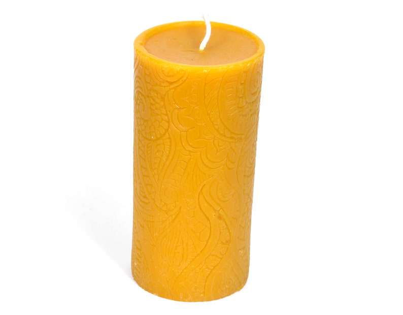 100% Pure Beeswax Pillar Candle (72 Hours Burn Time) - 5.7" X 2.7" All ...