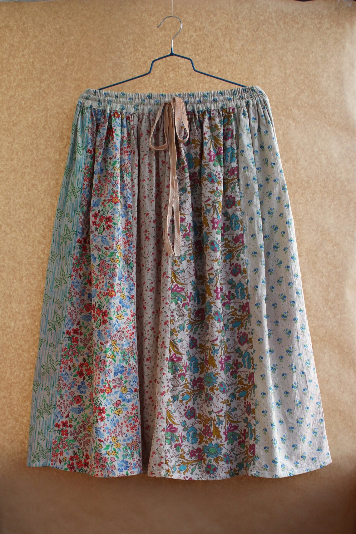 Cotton Boho Mixed Print Vertical Patchwork Skirt. Summer Clothing. - Etsy