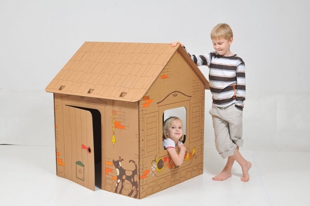 Cardboard House With Contours - Etsy