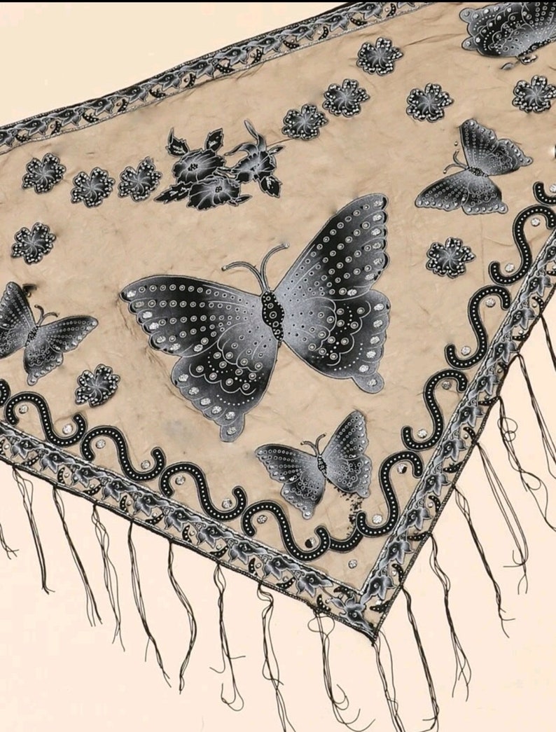 Butterfly Floral Pattern Triangular Scarf - Etsy