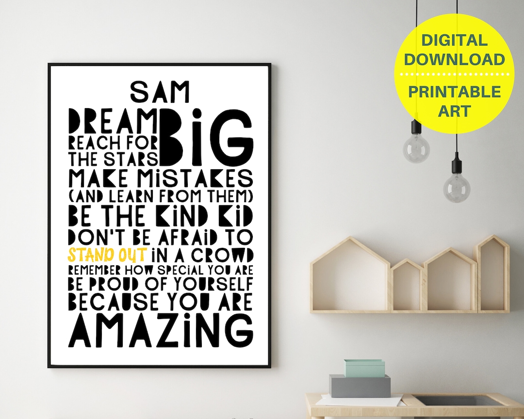 PRINTABLE Dream Big Personalized Poster, Custom Teens Wall Art ...
