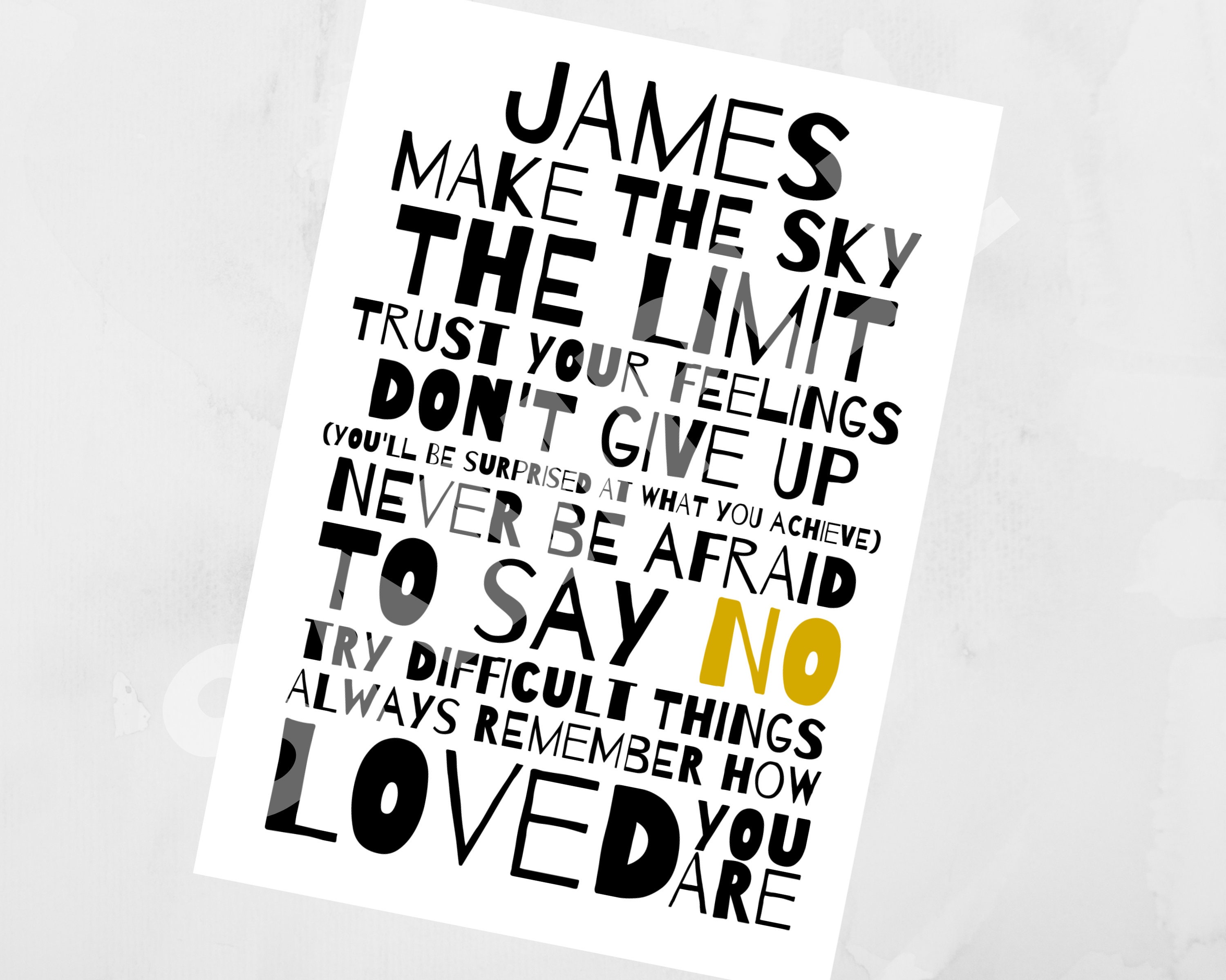 PRINTABLE Don't Give Up personalized poster custom teen | Etsy