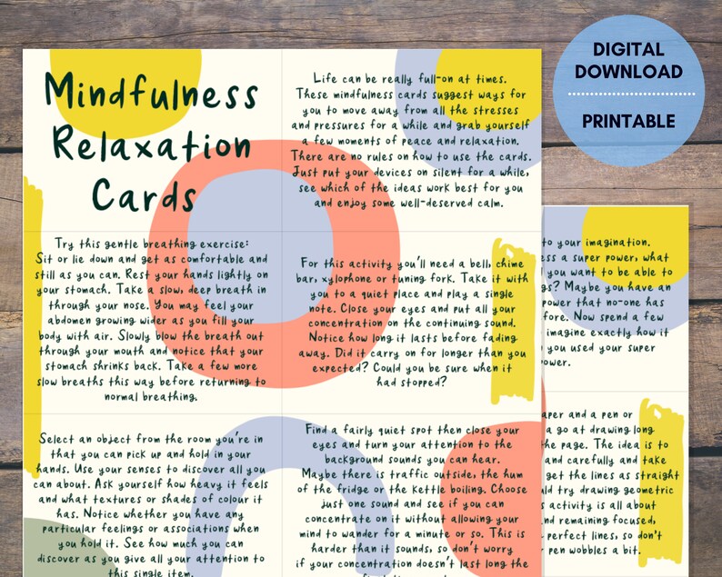 Mindfulness Relaxation Cards Stress Relief for Teens Mindful - Etsy UK