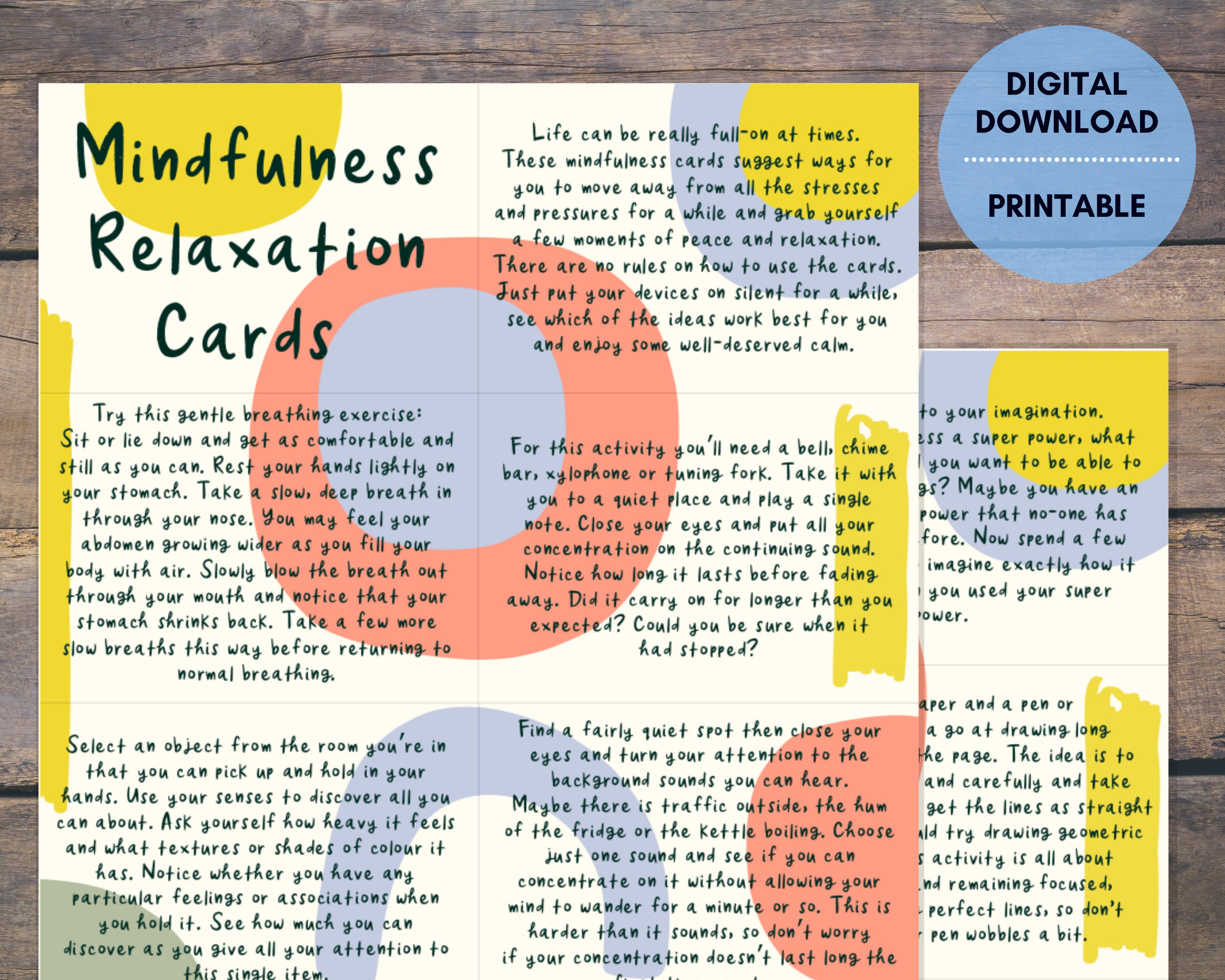 Mindfulness Relaxation Cards Stress Relief for Teens Mindful - Etsy UK