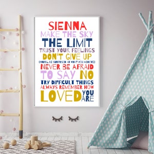 Don't Give up PRINTABLE Personalized Wall Art, Custom Girls Print ...