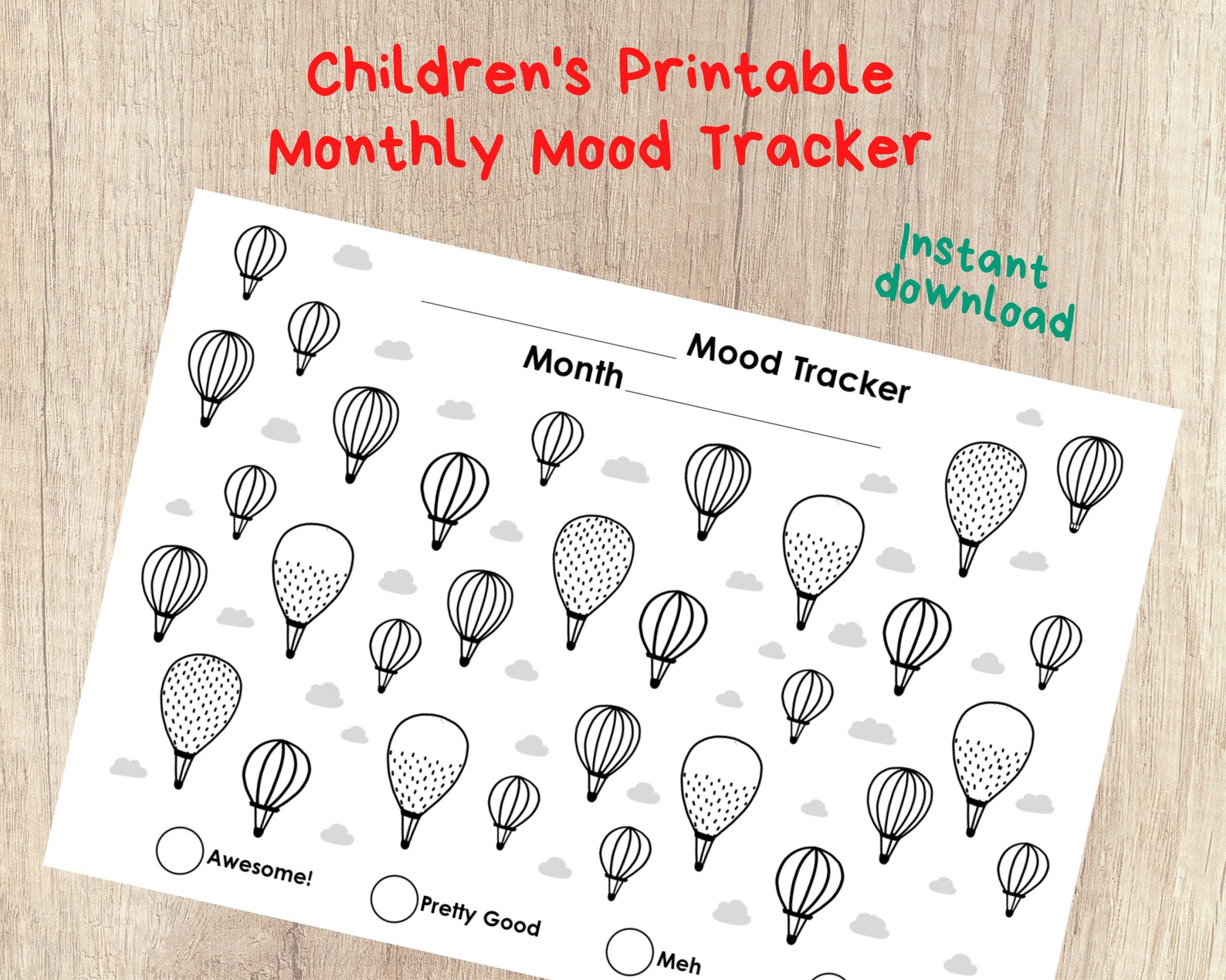PRINTABLE Kids Monthly Mood Tracker Self Care Activity for - Etsy UK