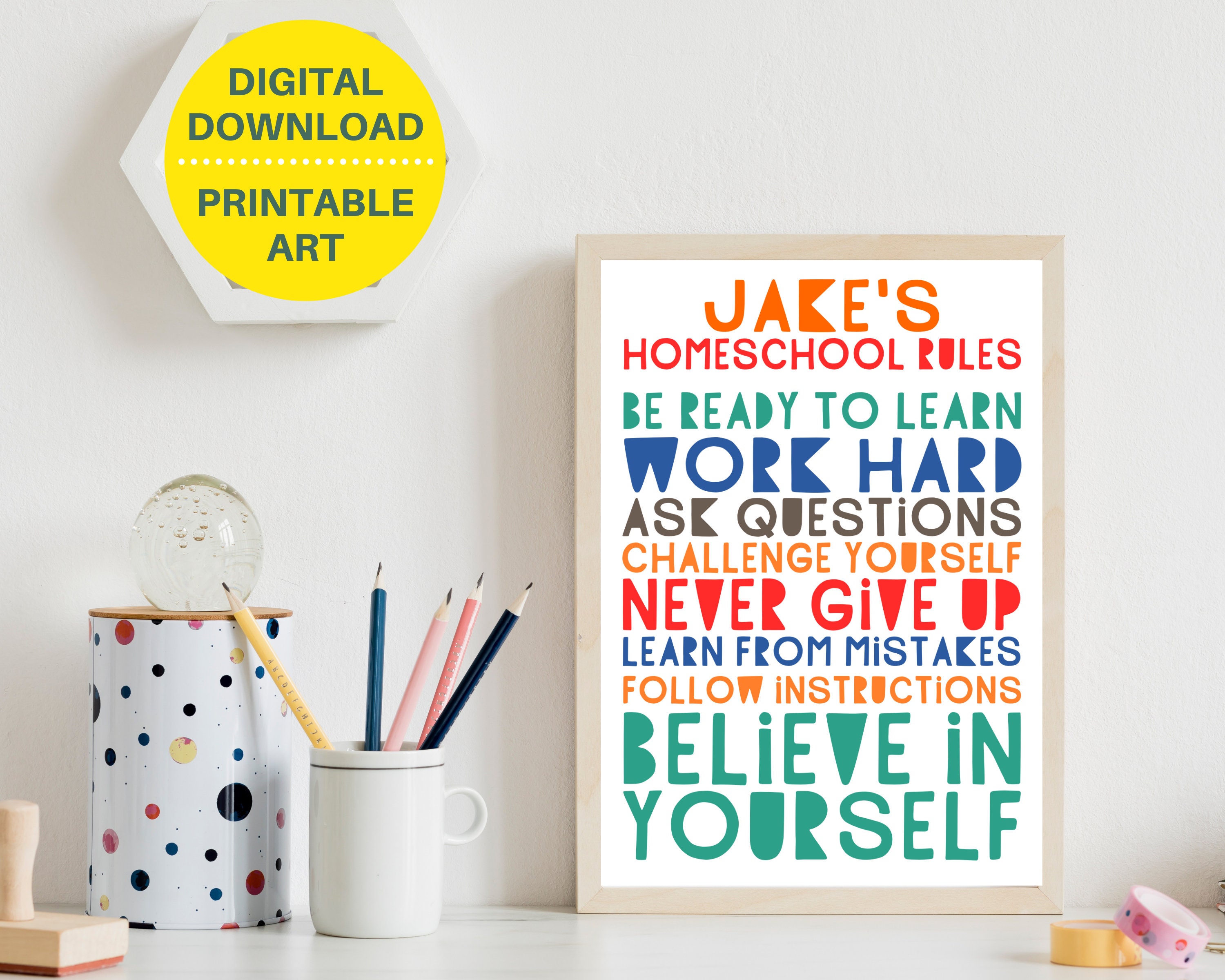 Homeschool Rules printable homeschool personalised print | Etsy