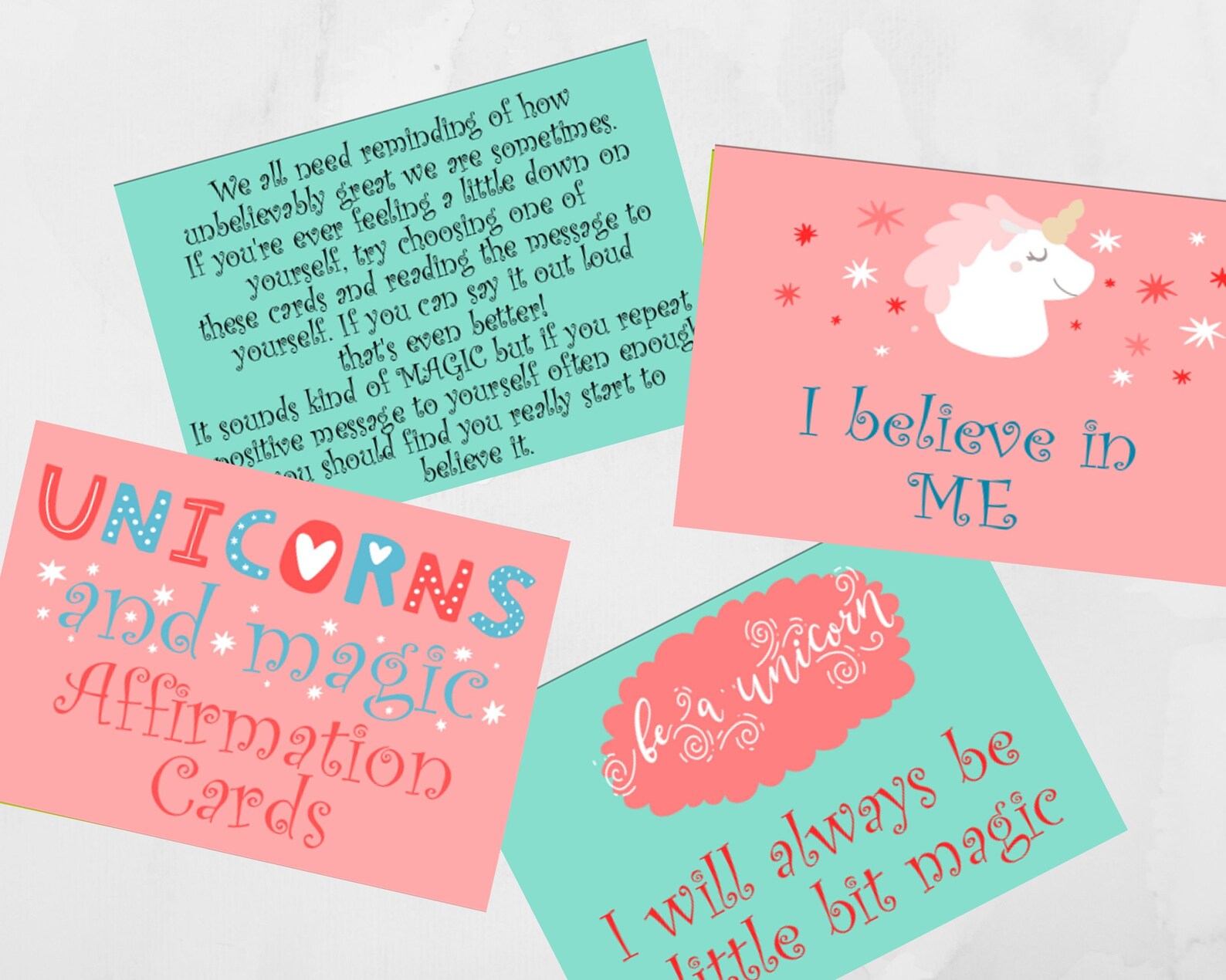 Affirmation Cards Unicorn Card Set for Kids Positive - Etsy UK