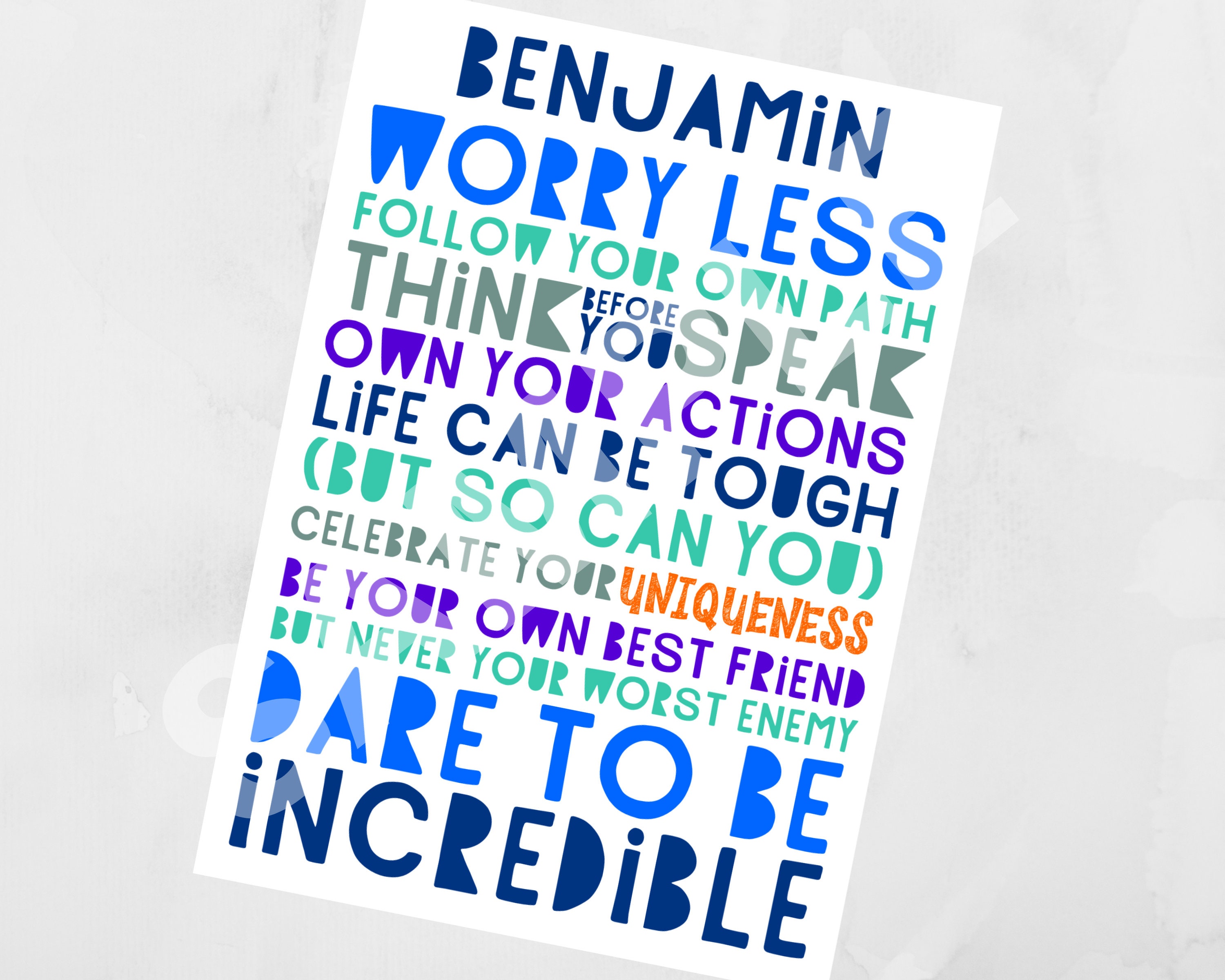 PRINTABLE Worry Less Personalized Poster Custom Boys Wall - Etsy