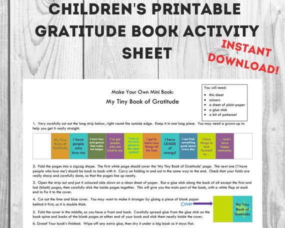 Kids craft kit mini book of gratitude activity printable | Etsy