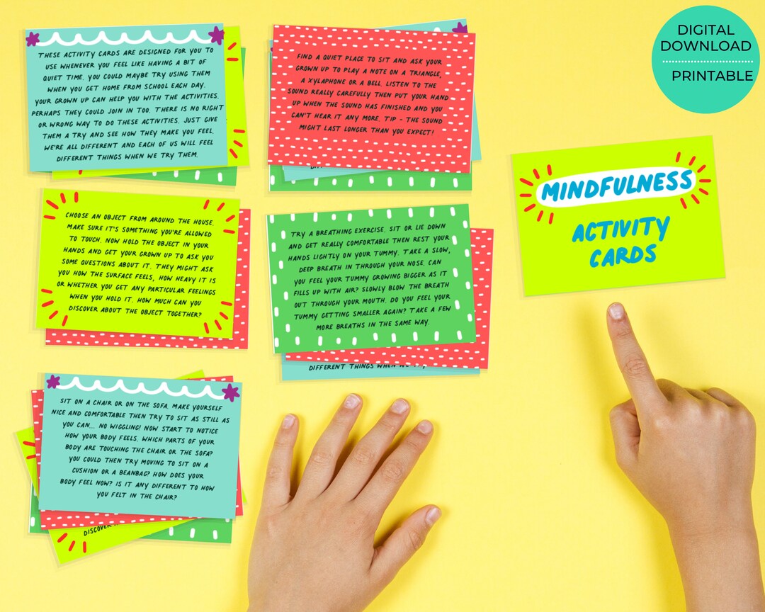 Mindfulness Cards, Kids Mindful Printable, Mindfulness Gift for Kid ...