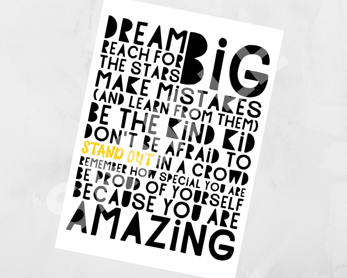 Inspirational Teen Quote Print: Black and White Positive Wall Art ...
