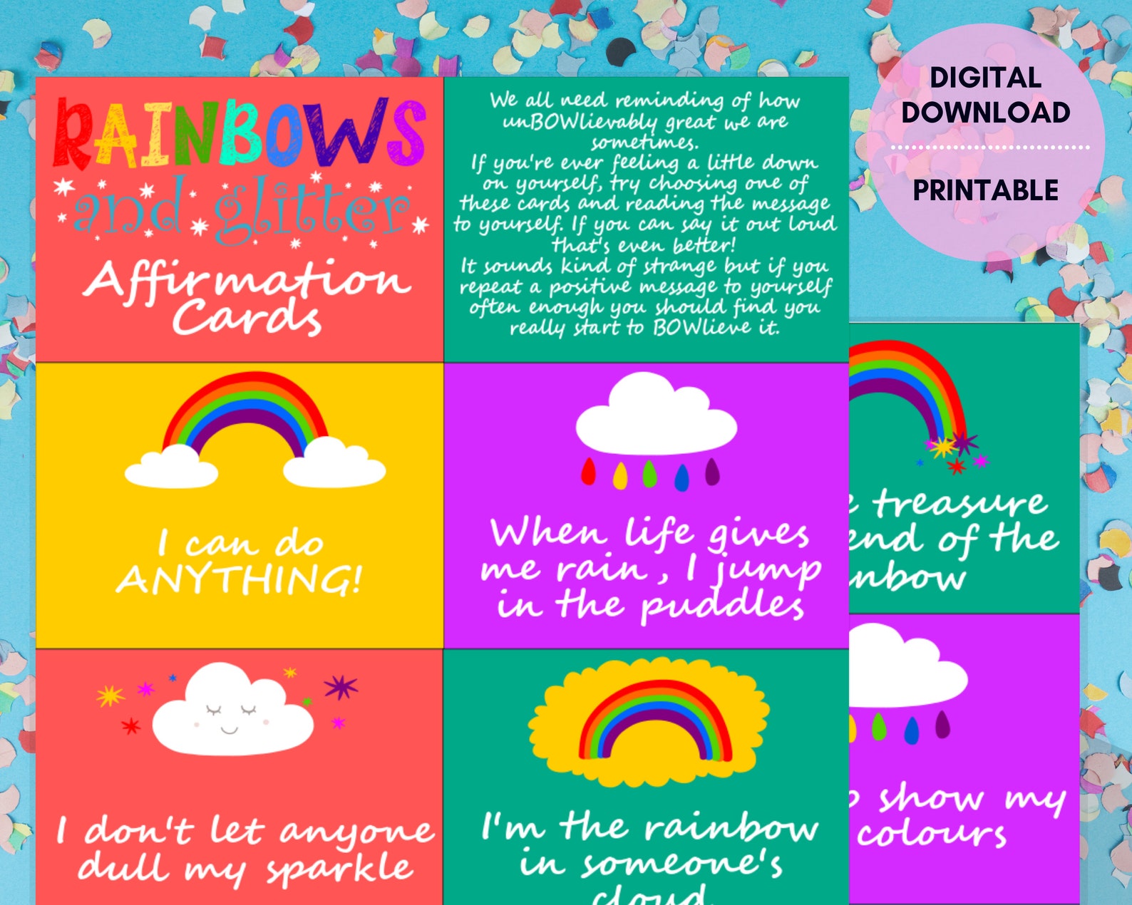 Rainbow Affirmation Card Set for Kids Childrens Positive - Etsy Australia