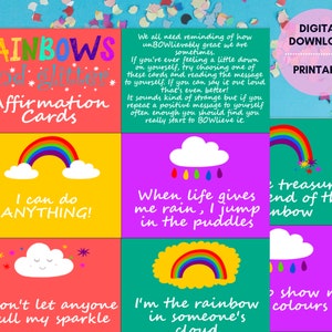 Rainbow Affirmation Card Set for Kids, Childrens Positive Affirmation ...