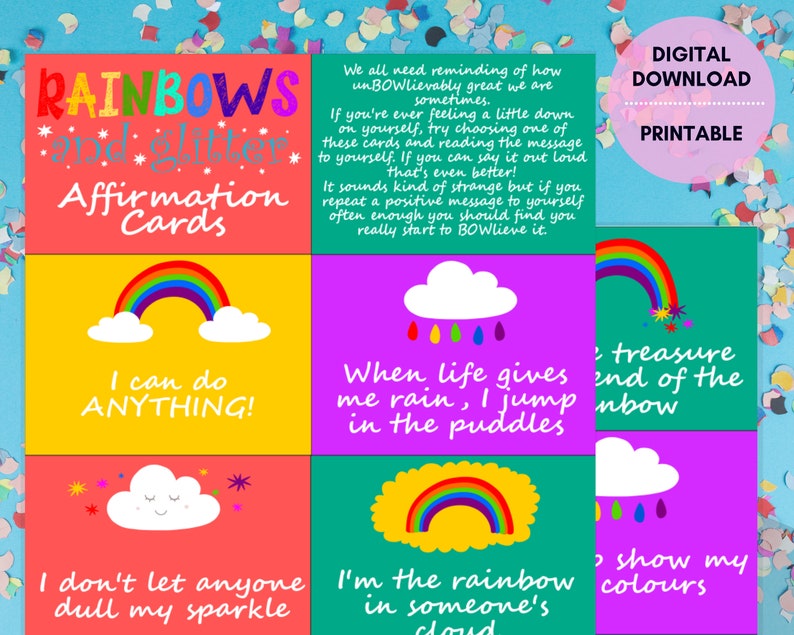 Rainbow Affirmation Card Set for Kids Childrens Positive - Etsy Australia