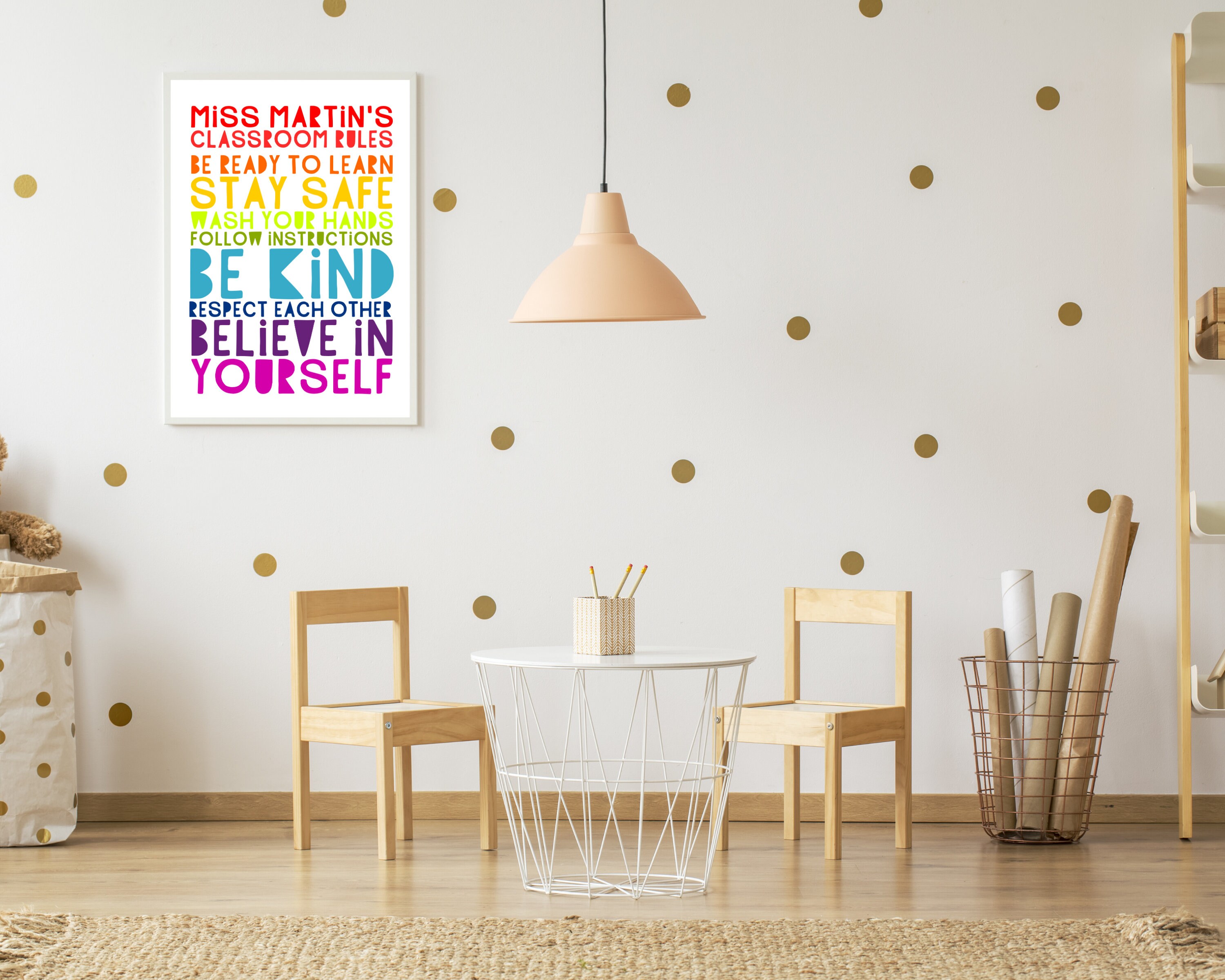Teacher Gift, PRINTABLE Stay Safe, Be Kind Poster, Classroom Rules Sign ...