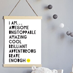 I Am Awesome Monochrome Printable Wall Art Kids Encouragement - Etsy