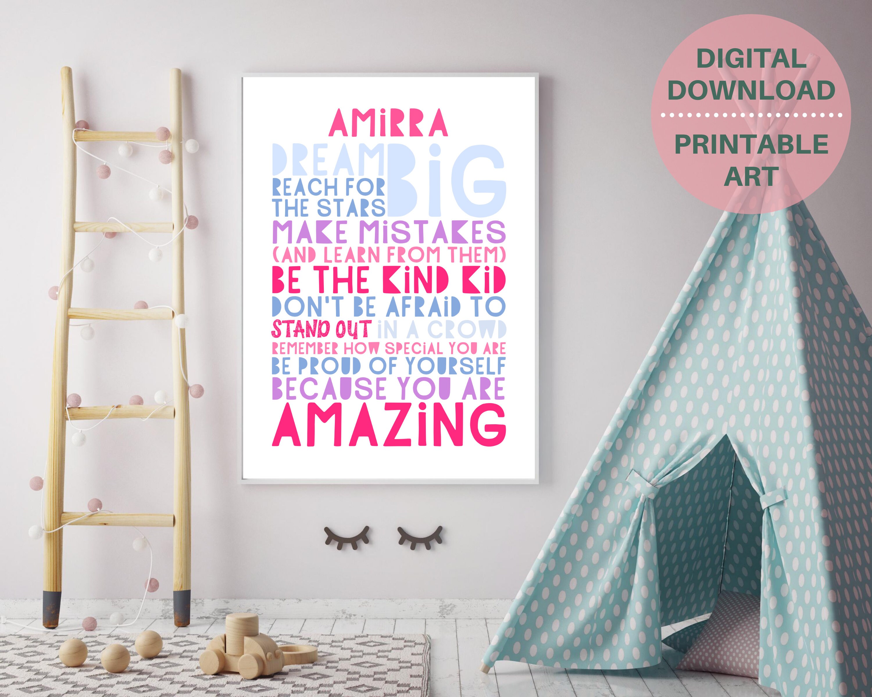 PRINTABLE Dream Big personalized poster custom girls wall | Etsy