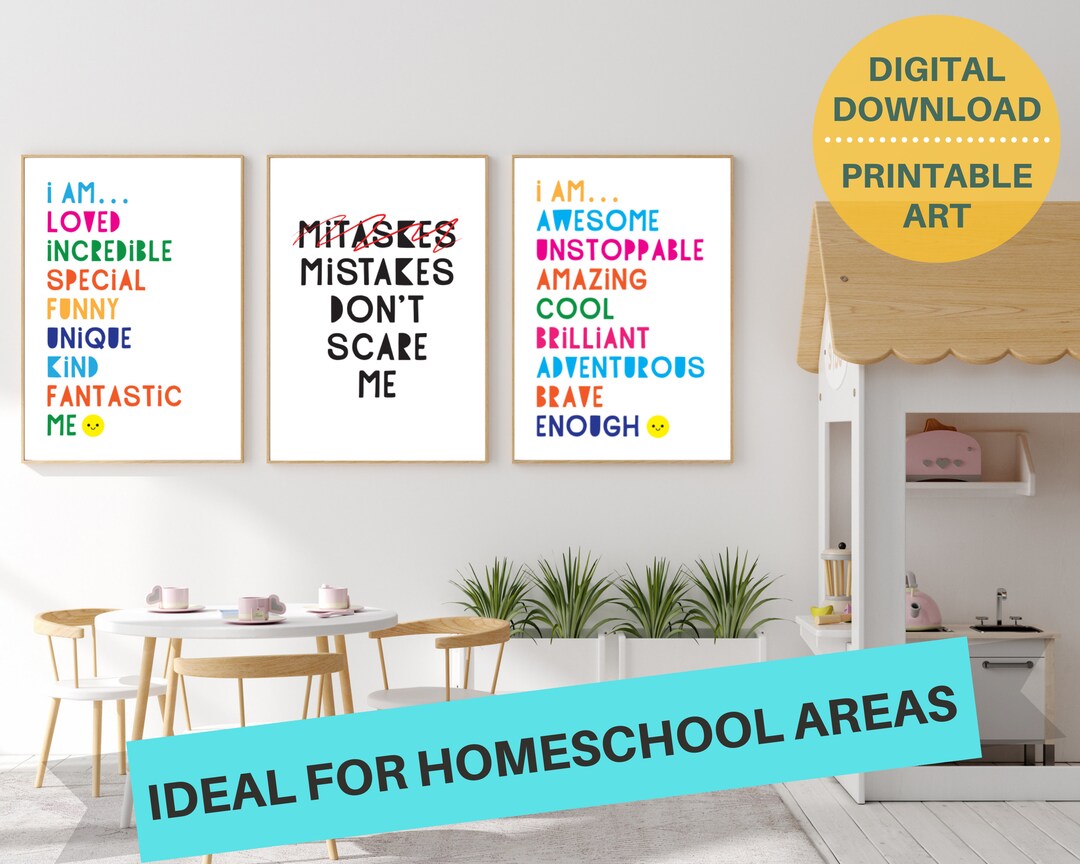 3 Classroom Motivational Quote Digital Poster Prints, Positive Wall Art ...