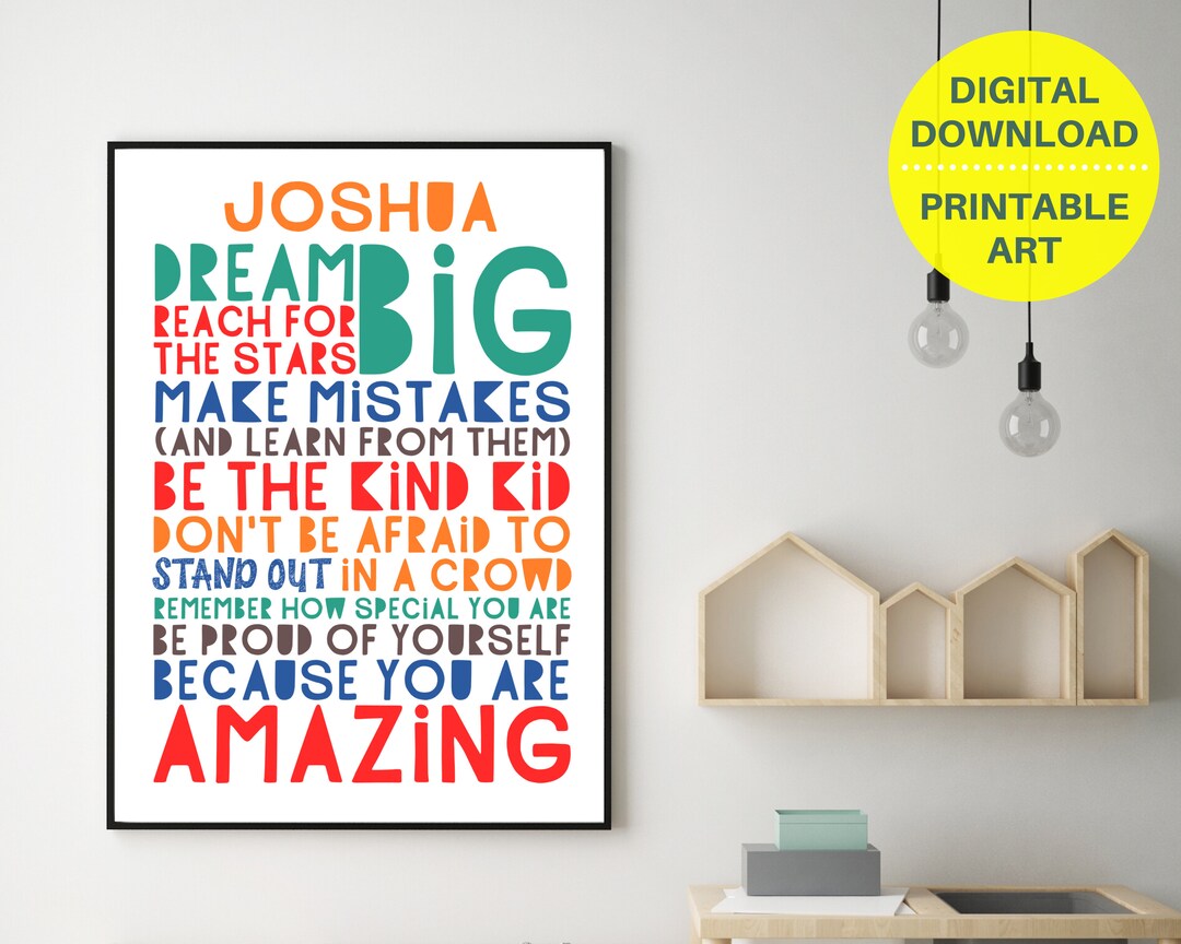 PRINTABLE Dream Big Personalized Poster, Class Art, Custom Teen Boys ...