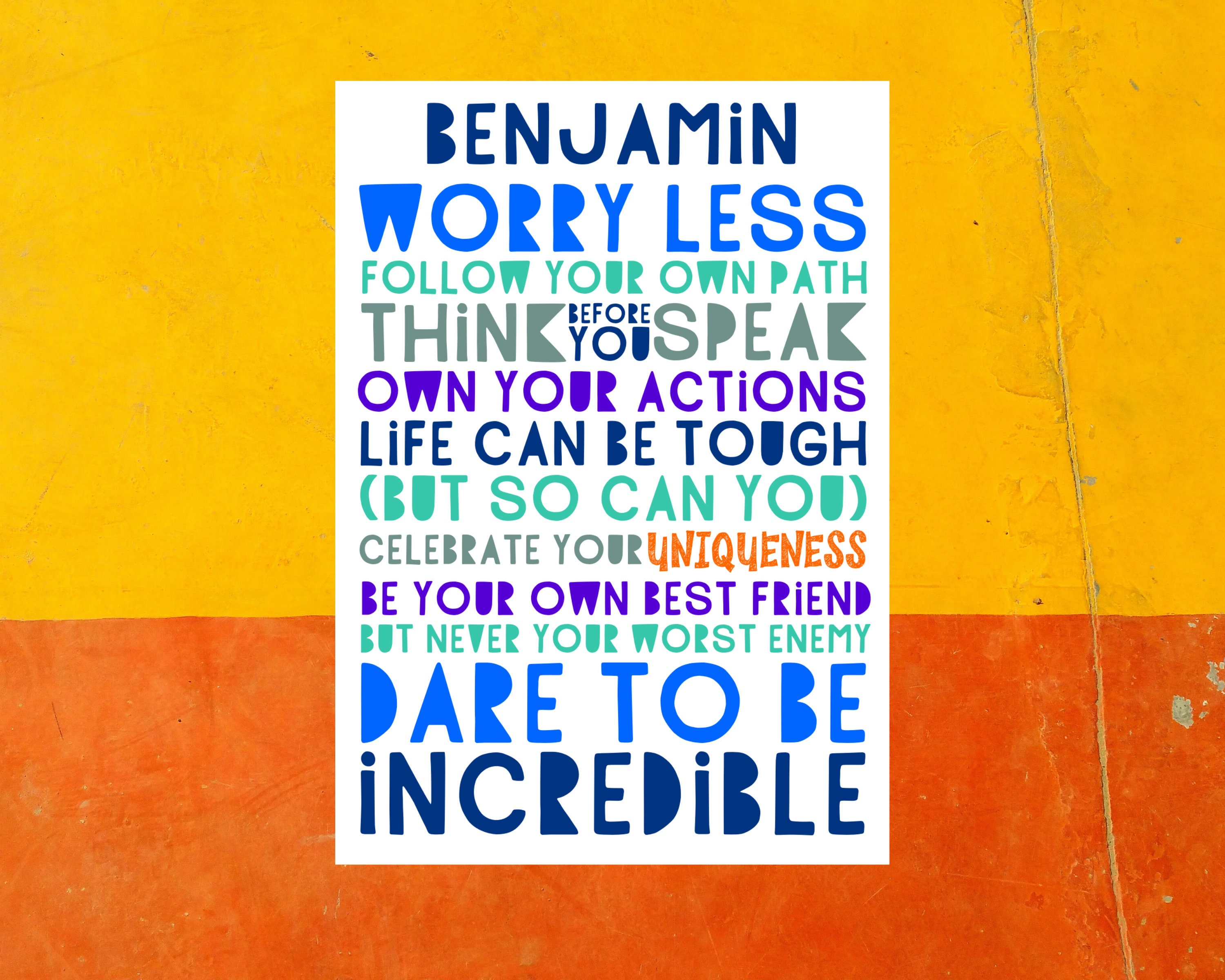 PRINTABLE Worry Less Personalized Poster Custom Boys Wall - Etsy