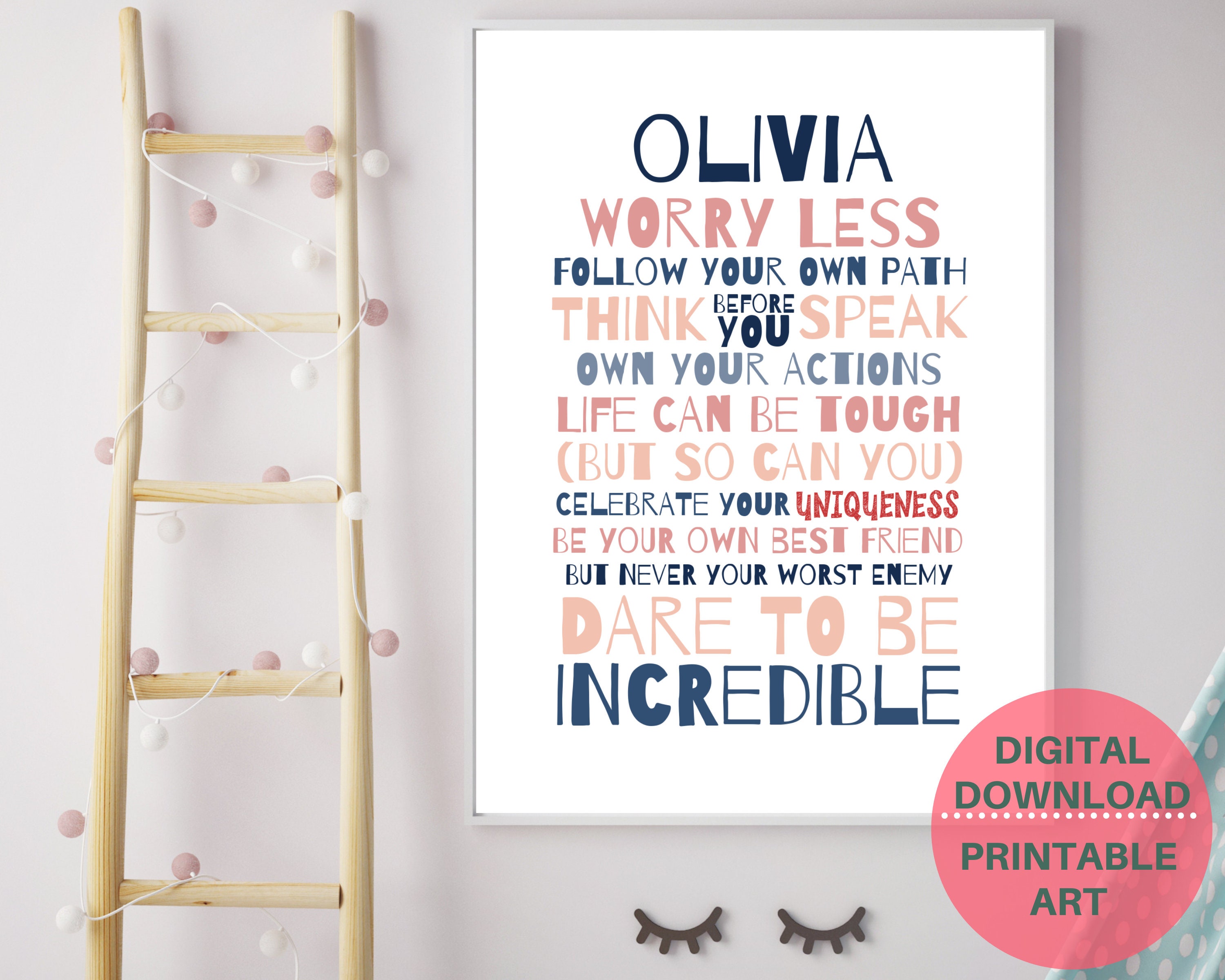 PRINTABLE Self Care Personalized Poster Custom Girls - Etsy UK