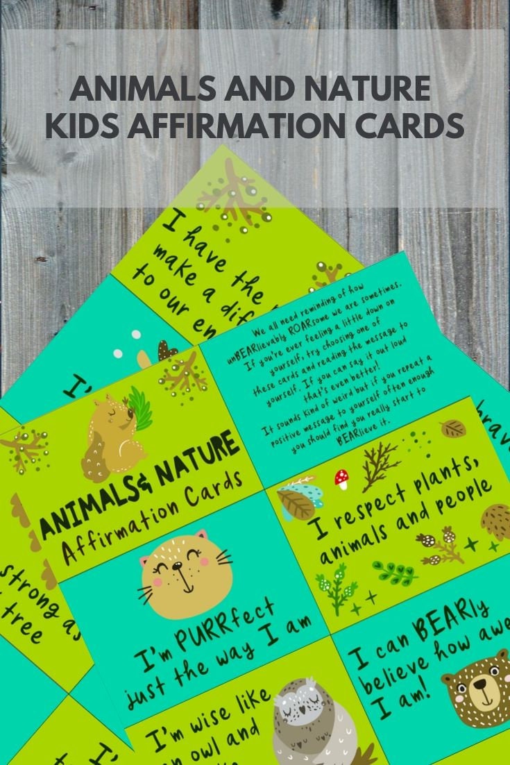 Positive Affirmation Cards PRINTABLE Kids Nature Affirmations - Etsy