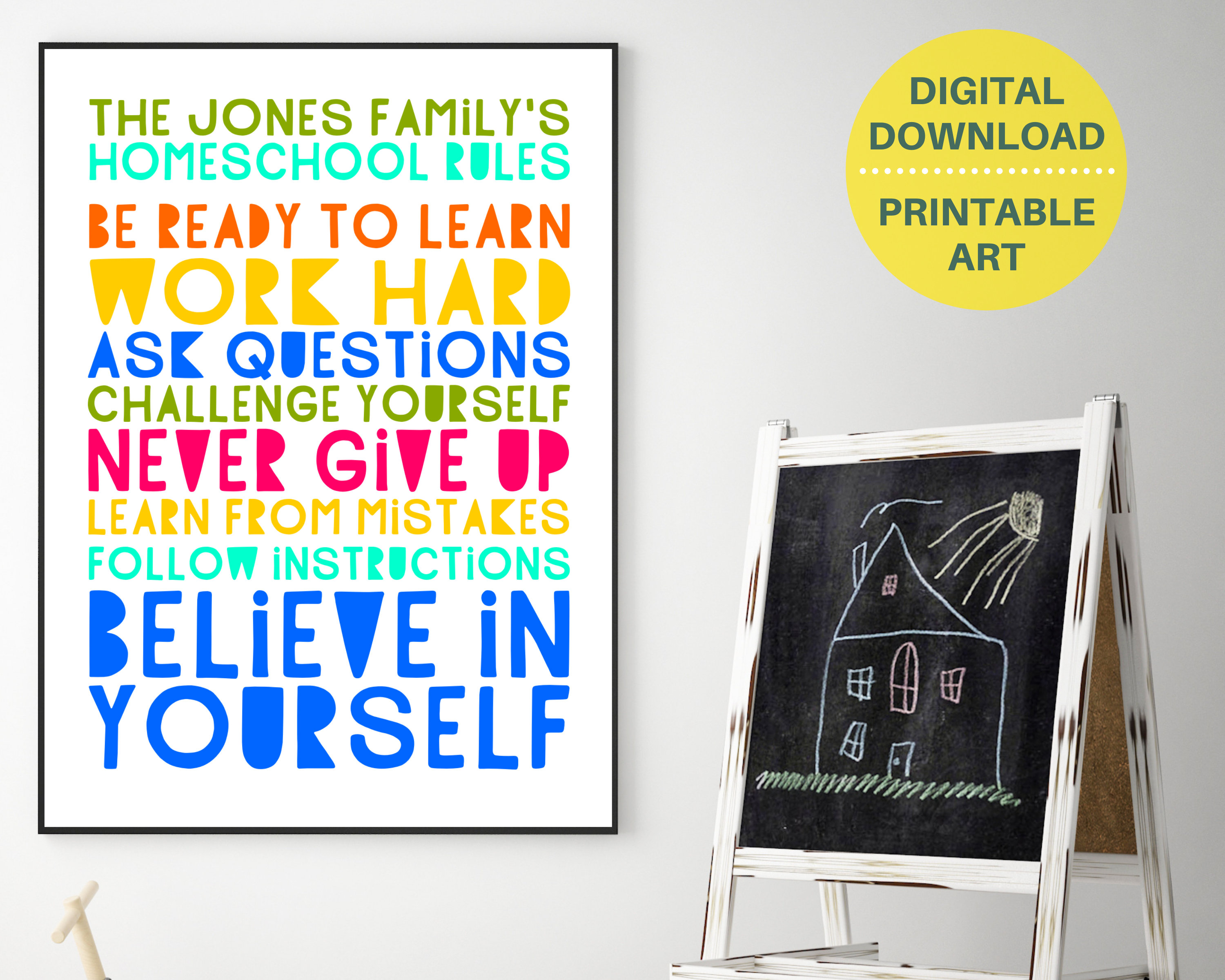 Homeschool Rules PRINTABLE Poster Personalized Homeschool | Etsy