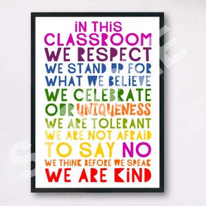 PRINTABLE Classroom Inclusivity Poster We Are Kind Wall Art - Etsy