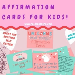 Affirmation Cards Unicorn Card Set for Kids Positive - Etsy UK