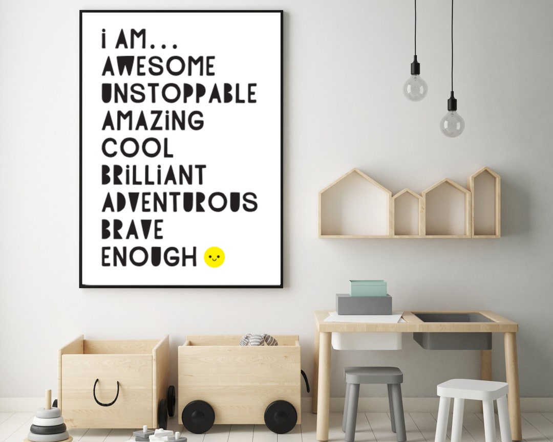 I Am Awesome Monochrome Printable Wall Art Kids Encouragement - Etsy