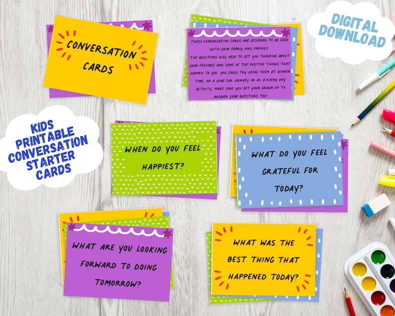 Conversation cards kids conversation starter game lockdown | Etsy