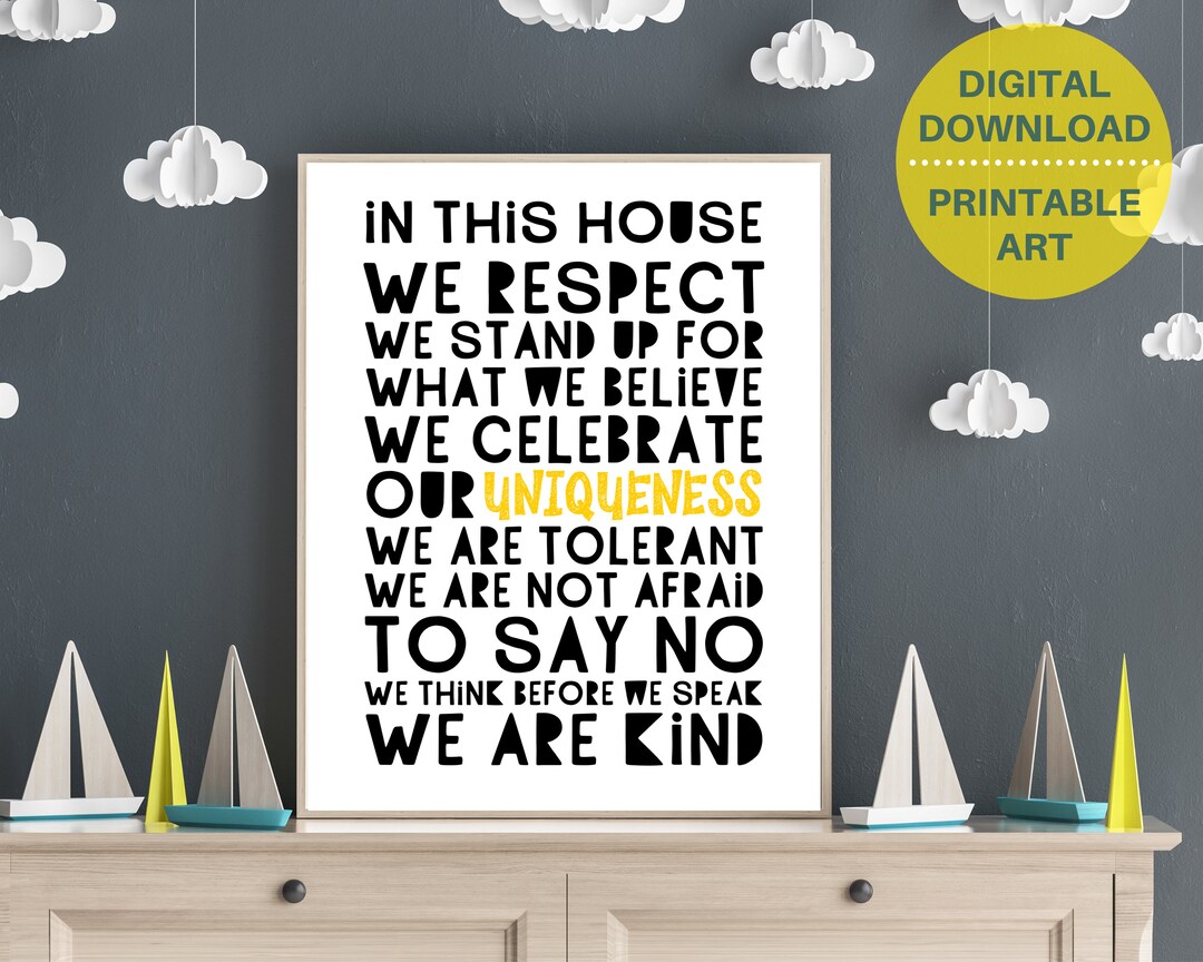Affiche IMPRIMABLE Respect impression de règles familiales - Etsy France