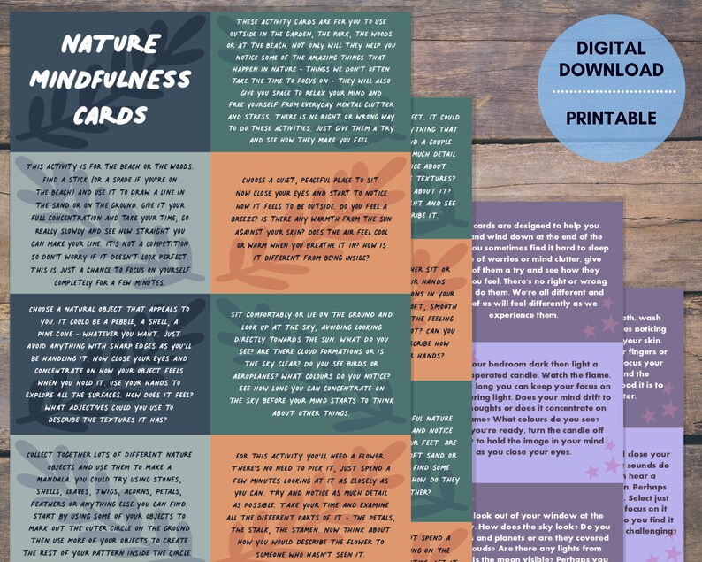 PRINTABLE Teens Mindfulness Activity Cards Set Self Care Gift - Etsy UK