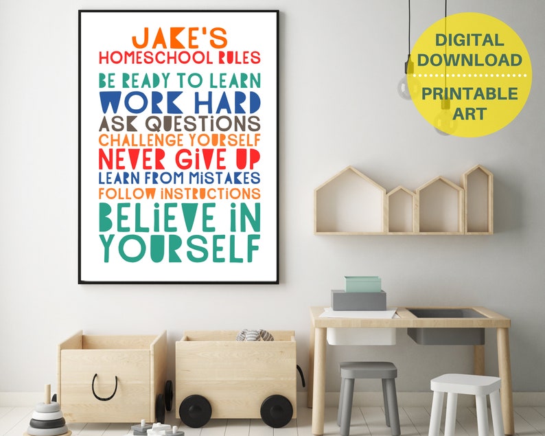 Homeschool Rules printable homeschool personalised print | Etsy
