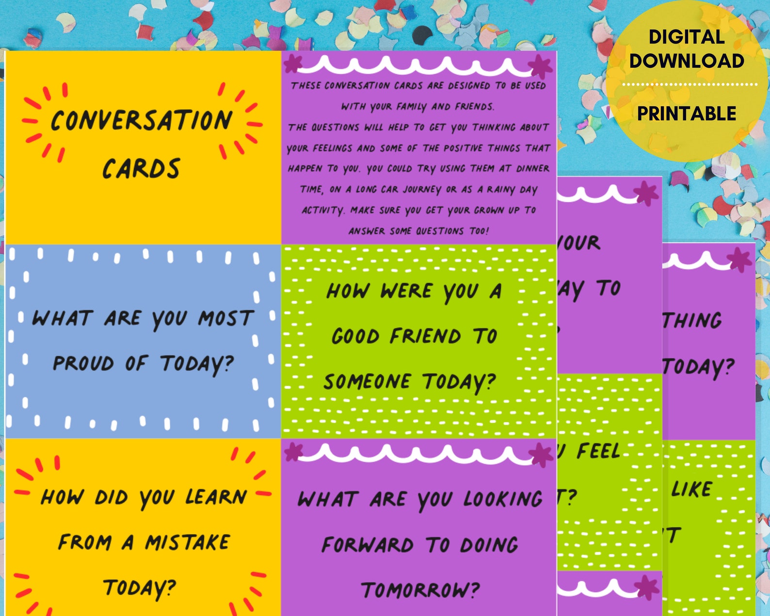 Conversation cards kids conversation starter game lockdown | Etsy