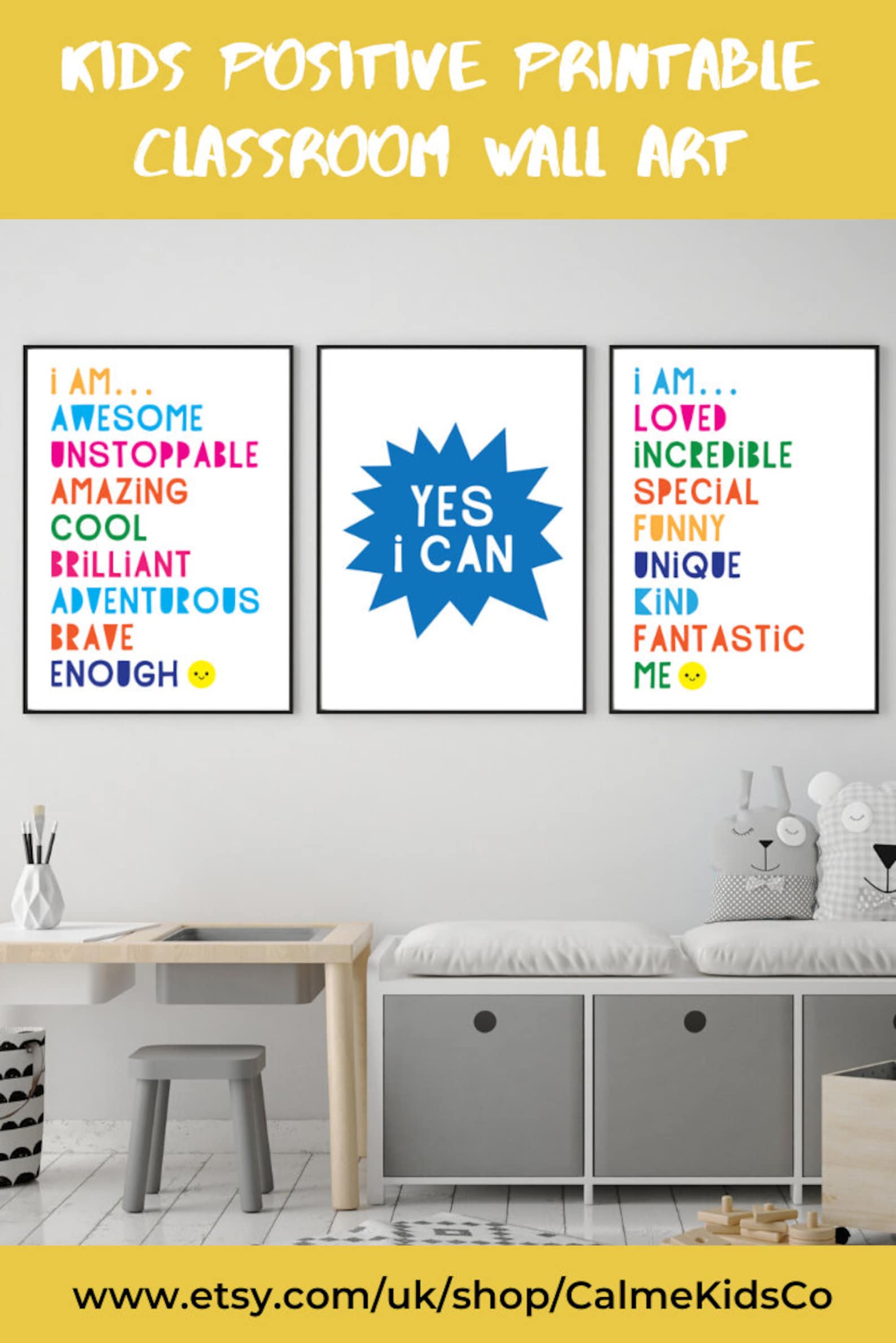 Set of 3 Motivational Word Art Prints Kids Positive - Etsy UK