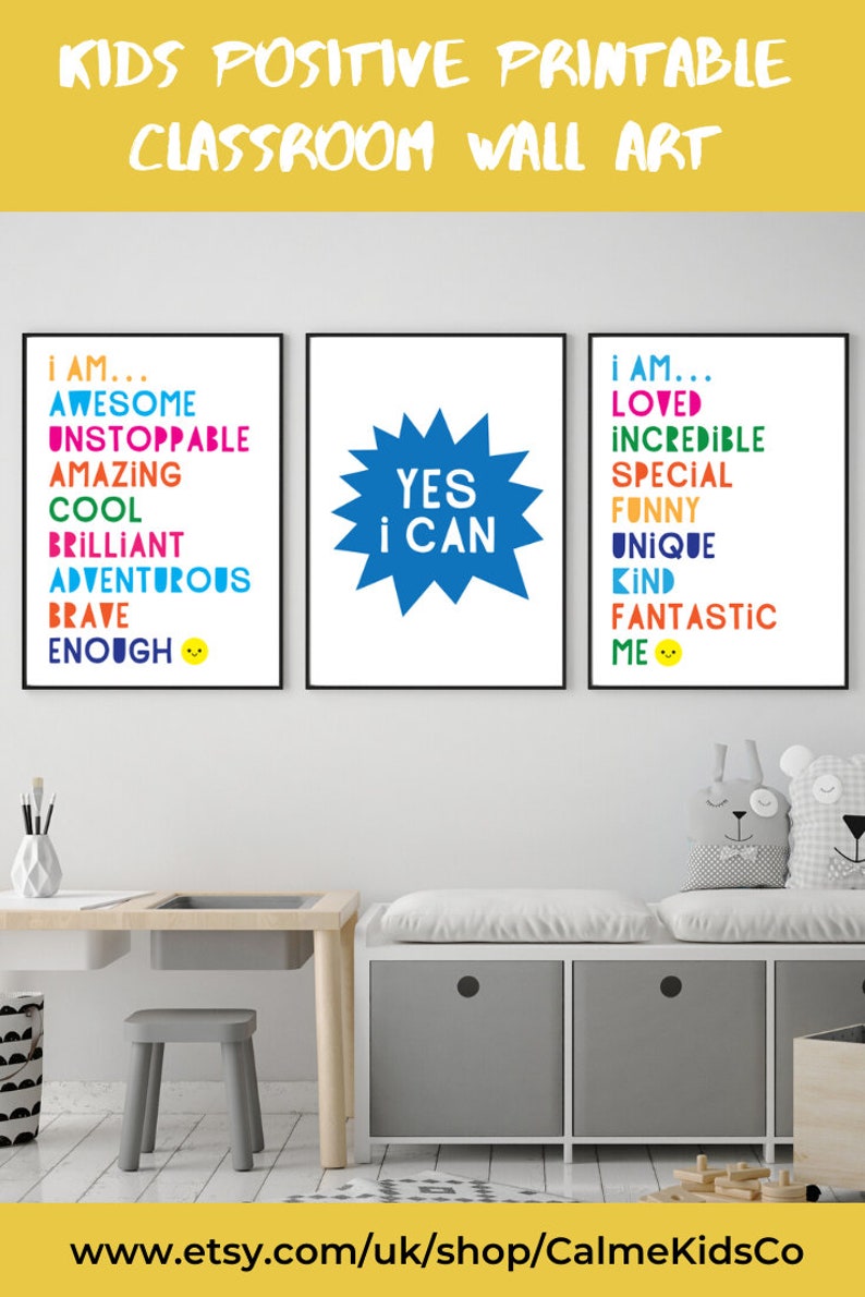 Set of 3 Motivational Word Art Prints Kids Positive - Etsy UK