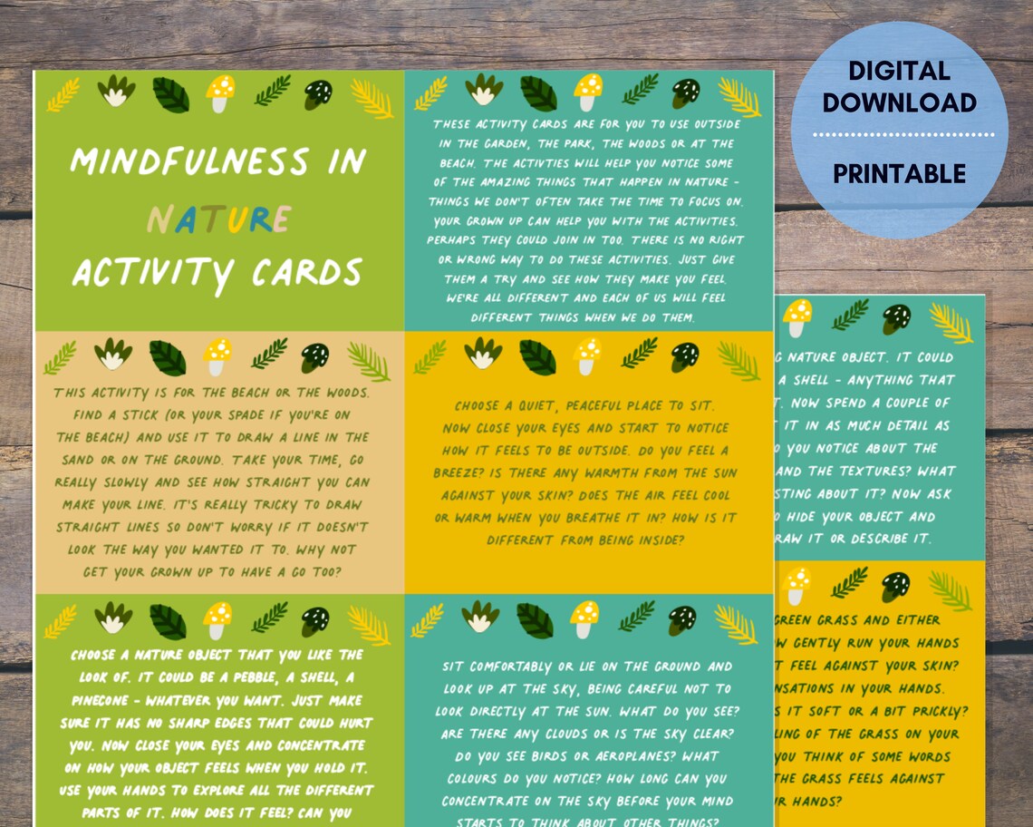Mindfulness in Nature Activity Cards for Kids (printable) - Etsy
